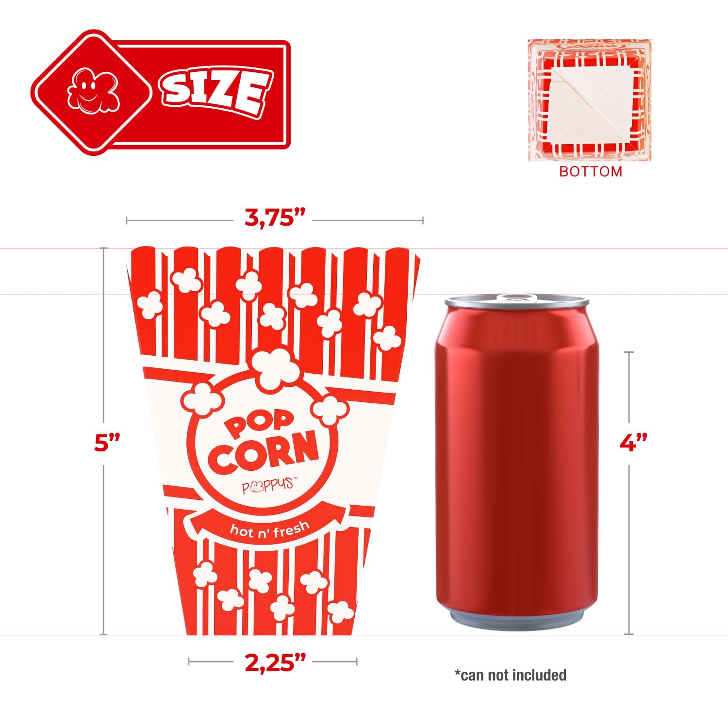 Poppy's Small Popcorn Boxes β 40 Pack 30 Oz Concession-Grade Popcorn Buckets, Popcorn Machine Accessories for Popcorn Bars, Movie Nights, Concessions