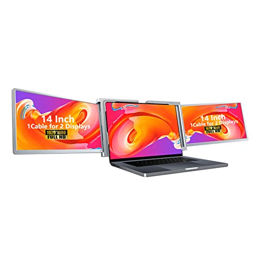 Cryfokt 14 Inch Dual Screen Portable Monitor, Adjustable Angle Retractable Stand 1920x1080 IPS Dual Extension Screen for 15-17 Inch Laptop (S400)
