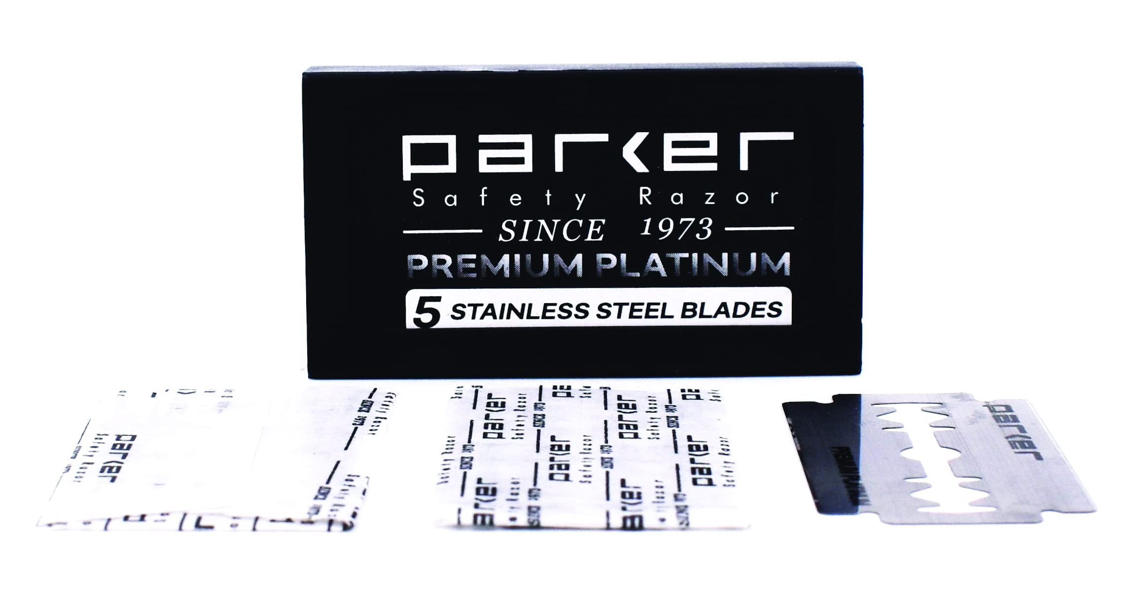 Parker 22R Gunmetal Finish Butterfly Open Double Edge Safet Razor for Men, 5 Parker Premium Platinum Double Edge Razor Blades Included