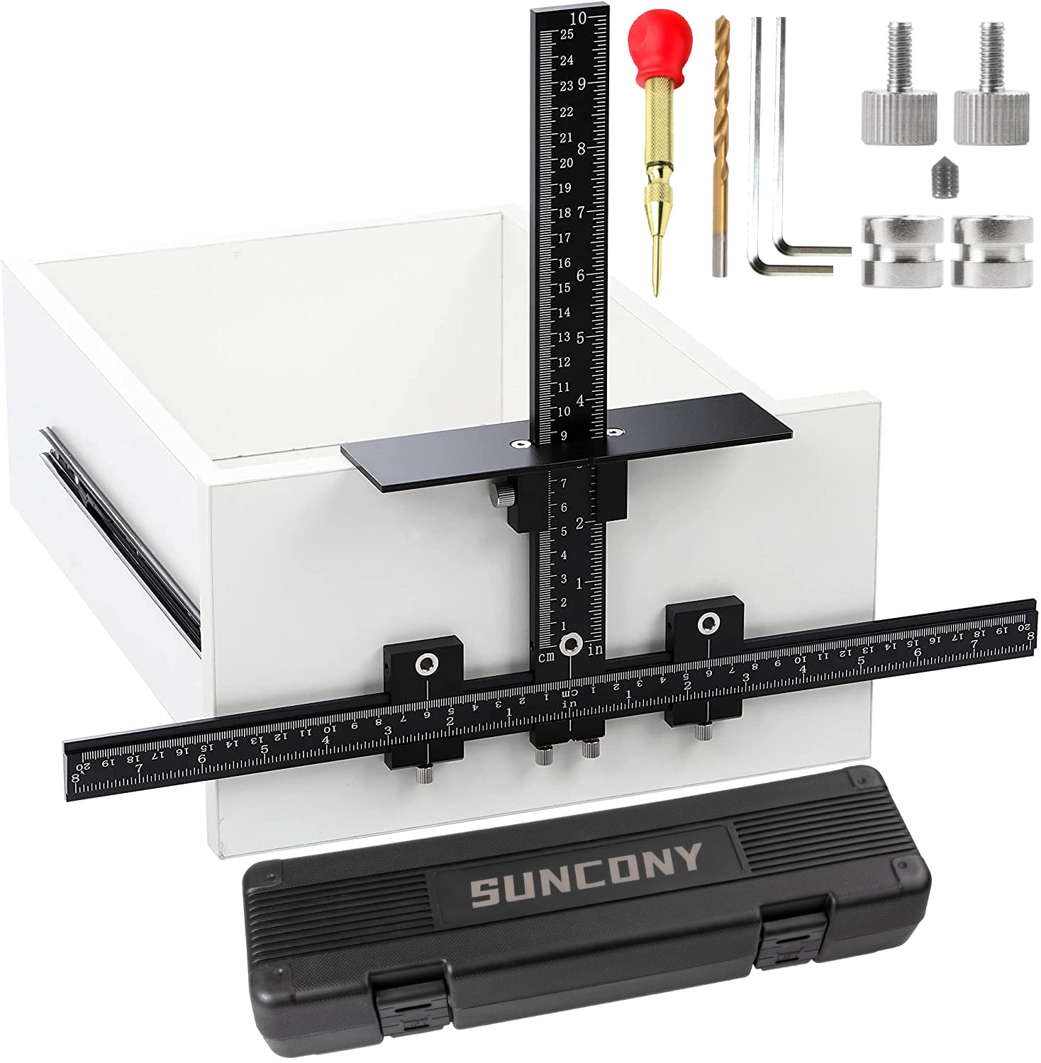 Cabinet Hardware Jig All Aluminum Alloy,Adjustable Drill Guide Template Tool for Installation of Door Drawer Front Knobs Handles and Pulls