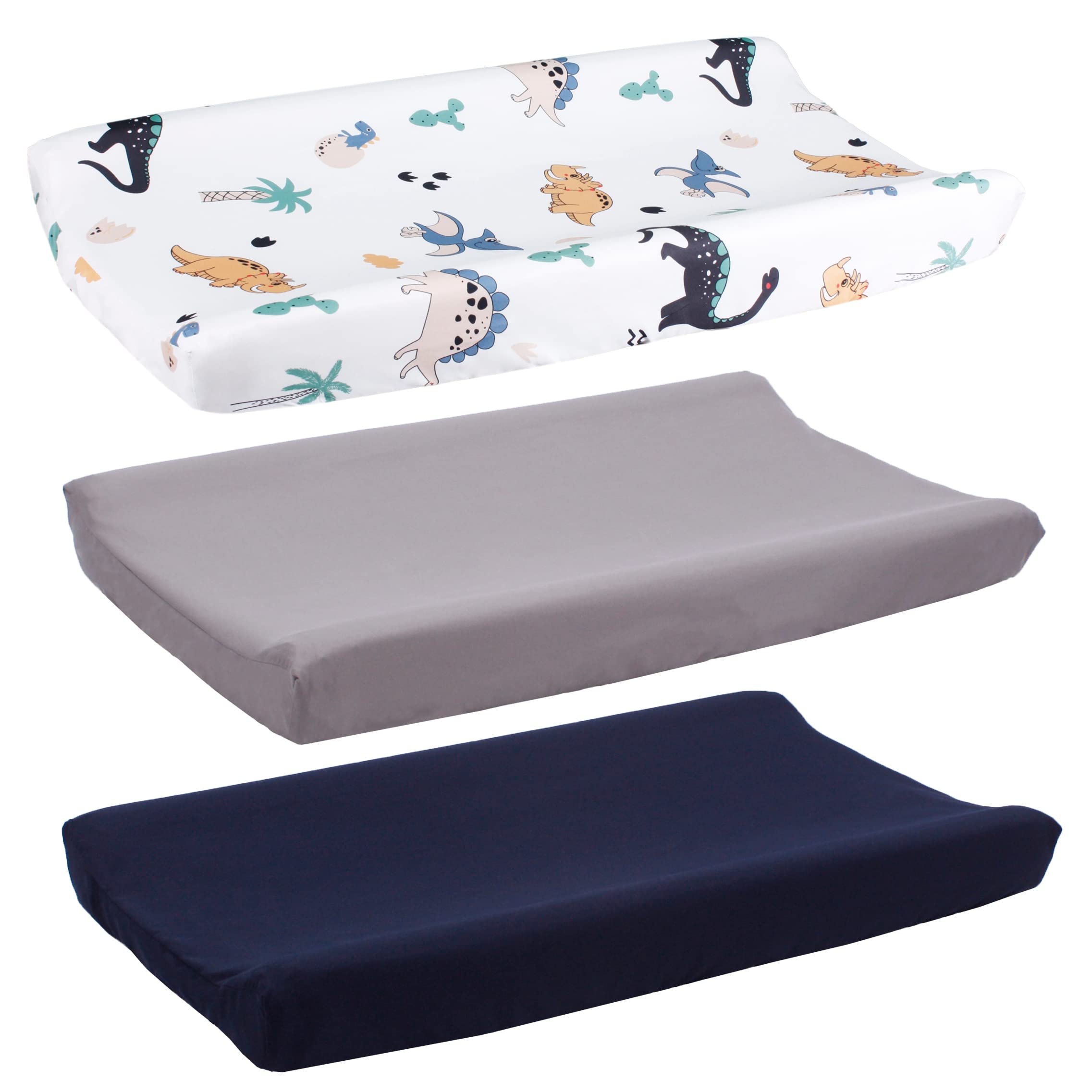 Belsden 3 Pack Microfiber Soft Changing Pad Cover, with 2 Considerate Safety Belt Holes, Durable Diaper Change Table Sheet Set for Baby Boys Girls, 16''x32''x8'', Floral Purple & Pink & Pink Rose