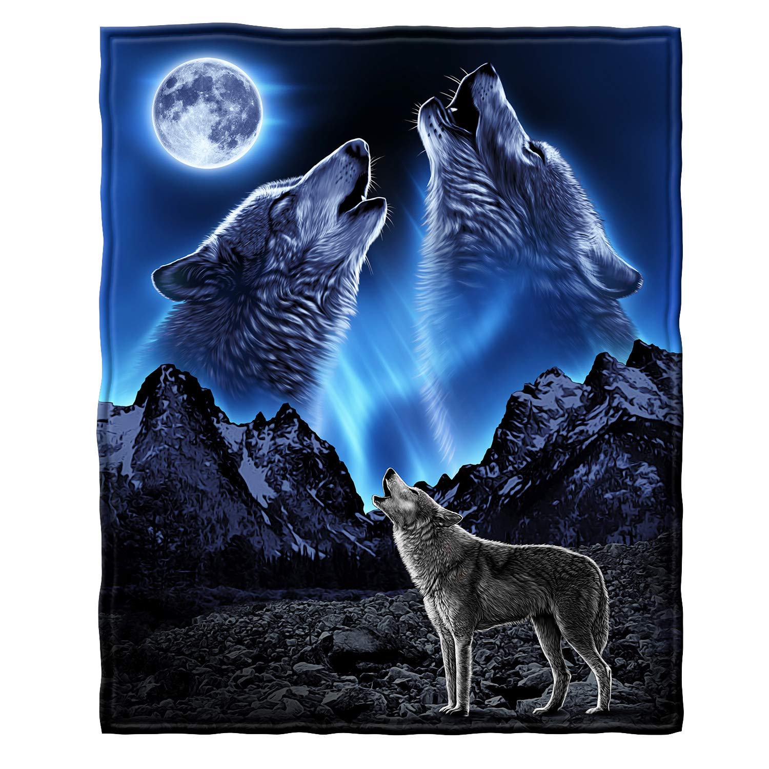 Dawhud Direct Howling Wolves Fleece Blanket - 50 x 60 Inches Soft Plush Blanket for Men, Women, and Kids - Cozy Blanket with Wolf Design for Home Decor, Camping, or Outdoor Use - Gift for Wolf Lovers
