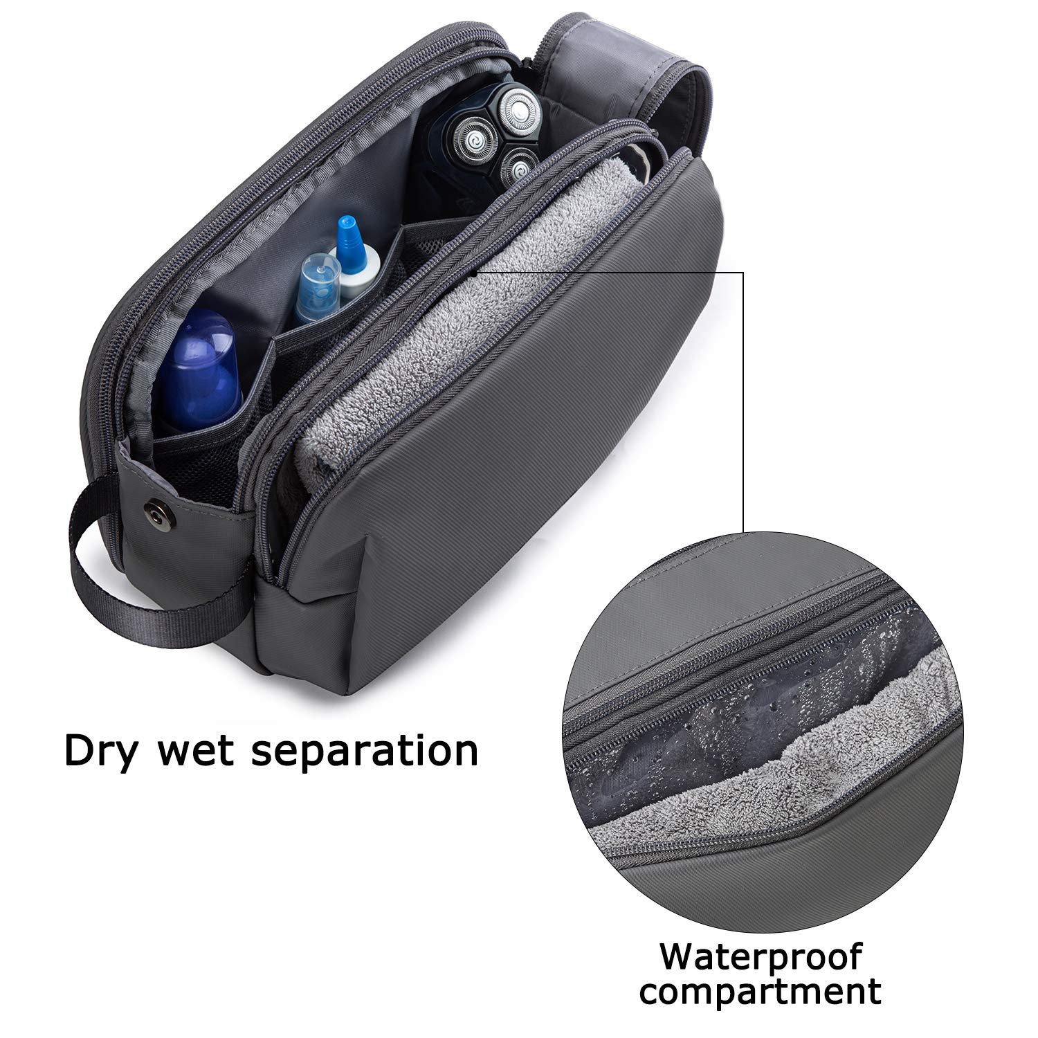 BAGSMART Basic and Update Toiletry Bag for Men, Travel Toiletry Organizer Dopp Kit Water-resistant Shaving Bag for Toiletries Accessories, Black
