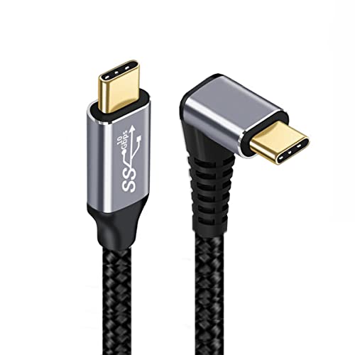 chenyang USB C Cable USB 3.1 Type C 10Gbps 100W Data 90 Degree UP Angled Cable with E-Marker for Laptop Phone 0.5M