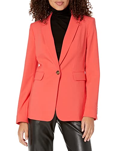 DKNY Women's Pockets Casual Lon Sleeve Jacket, Cayenne