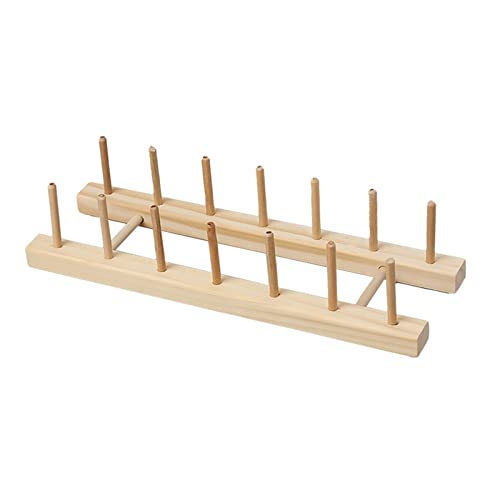 Fancyes Sewing Thread Holder Embroidery Knitting Multispool Needlework Quilting Rope Strings Organizer Wood Shelf Wood Thread Rack, 29.5cmx9.5cmx4.6cm