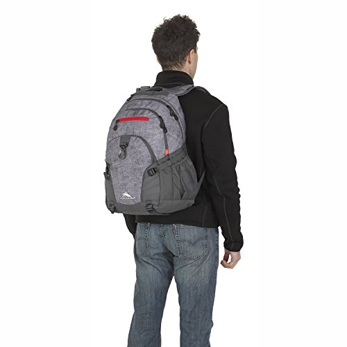 High Sierra Loop-Backpack, Travel, or Work Bookbag with tablet-sleeve, Woolly Weave/Mercury/Crimson, One Size