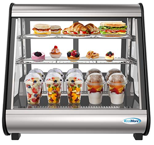 KoolMore - CDC-4C-BK 27" Commercial Countertop Refrigerator Display Case Merchandiser & Panasonic Countertop Commercial Microwave Oven with 10 Programmable Memory and Touch Screen Control