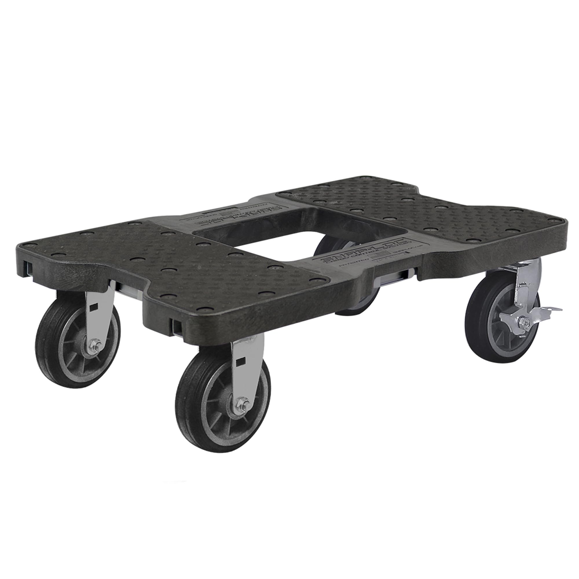 SNAP-LOC, All Terrain 4 Wheel Heavy Duty Dolly Cart, 6 Inch Casters, E Strap Attachment Included, 1,500 lb Capacity, Made in USA, Black