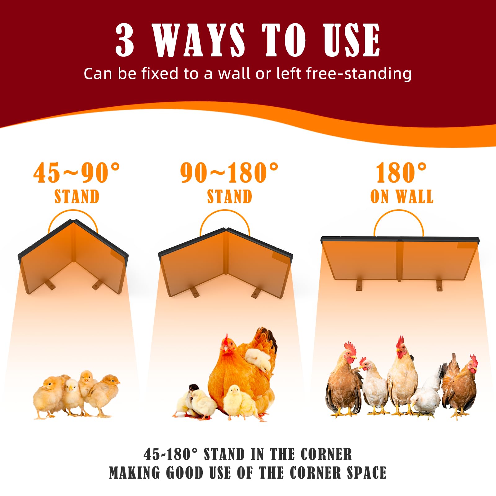 Chicken Coop Heater for Winter with Remote Control, 180W Foldable Radiant Heaters for Chicken Coop,30''x12'' Large Panel Chicken Coop Accessories with Adjustable Timer and Temp,Safer Than Brooder Lamp