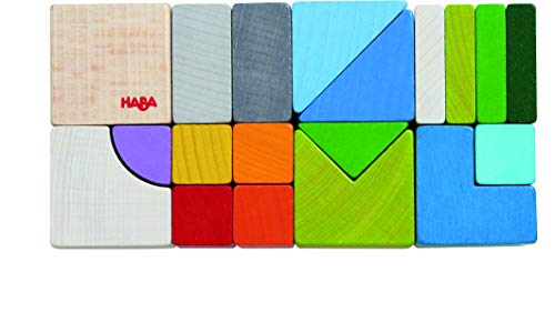 HABA Chromatix Wooden Blocks - 19 Piece Building Block Set - for Children Ages 3+