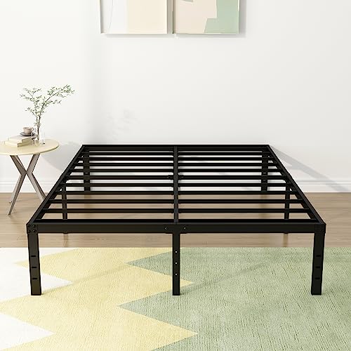 DiaOutro 16 Inch Queen Bed Frame Heavy Duty Metal Platform No Box Spring Needed, Maximum Storage, Easy to Assembly, Noise Free, Black