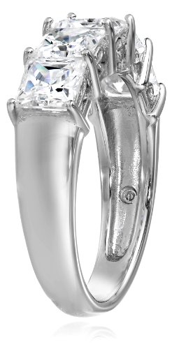 Amazon Collection Platinum-Plated Sterling Silver Princess-Cut 5-Stone Ring made with Infinite Elements Cubic Zirconia (3 cttw), Size 8