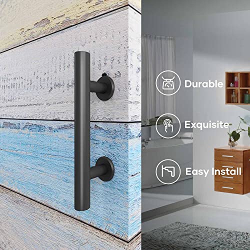 EaseLife 2 Pack 10" Sliding Barn Door Handles and Pulls,Rustic Double Sided Hardware Set,Heavy Duty,Matte Black Powder Coated Finish,Easy Install