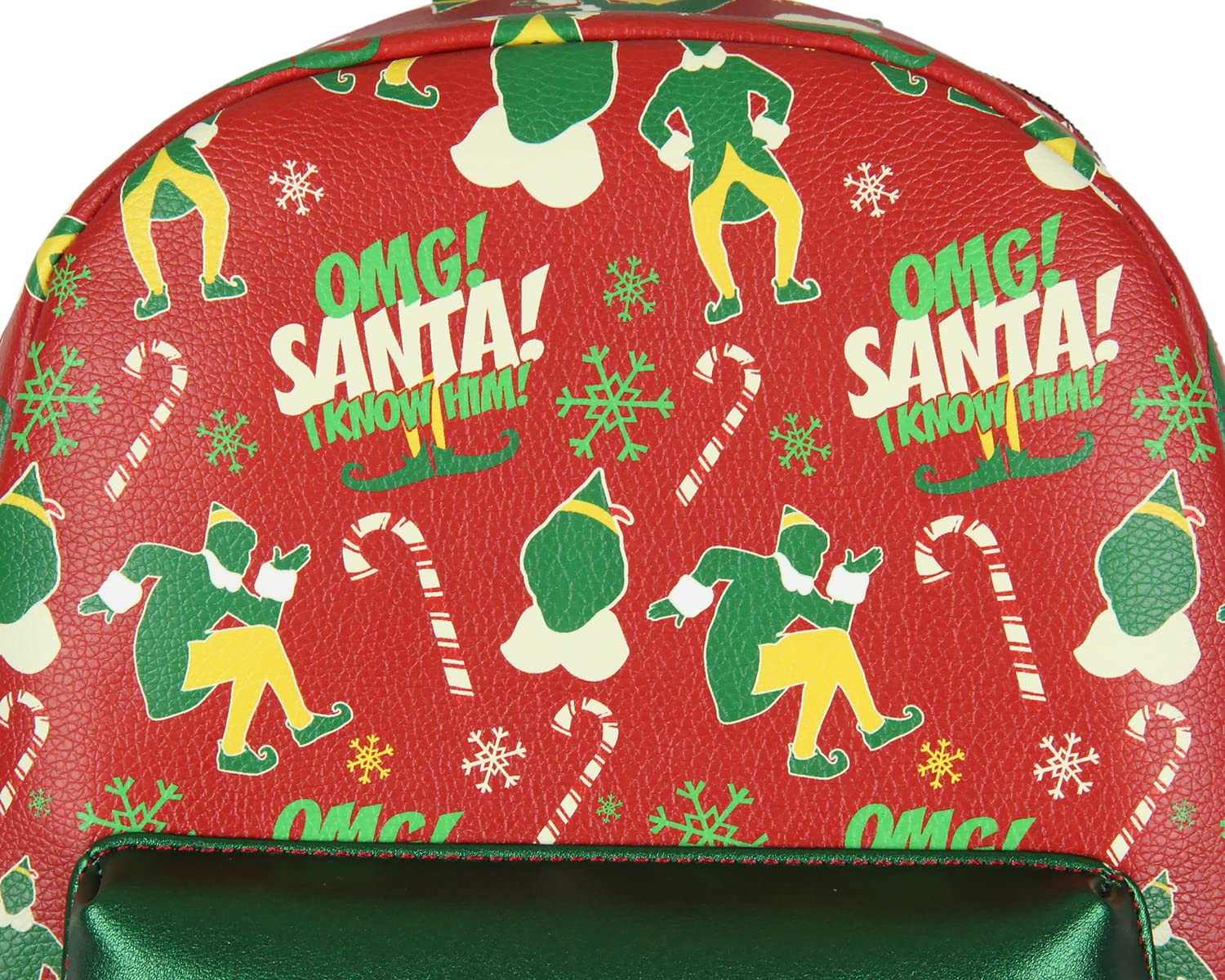 Bioworld Elf The Movie Buddy OMG! Santa! I Know Him Allover Pattern Faux Leather Mini Backpack