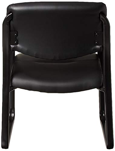 Boss Office Products Leather Sled Base Side Guest Chair, Black