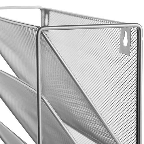 Easepres File Organizer Mesh 5-Tier Black Hanging File Organizer Vertical Holder Rack for Office Home, Silver