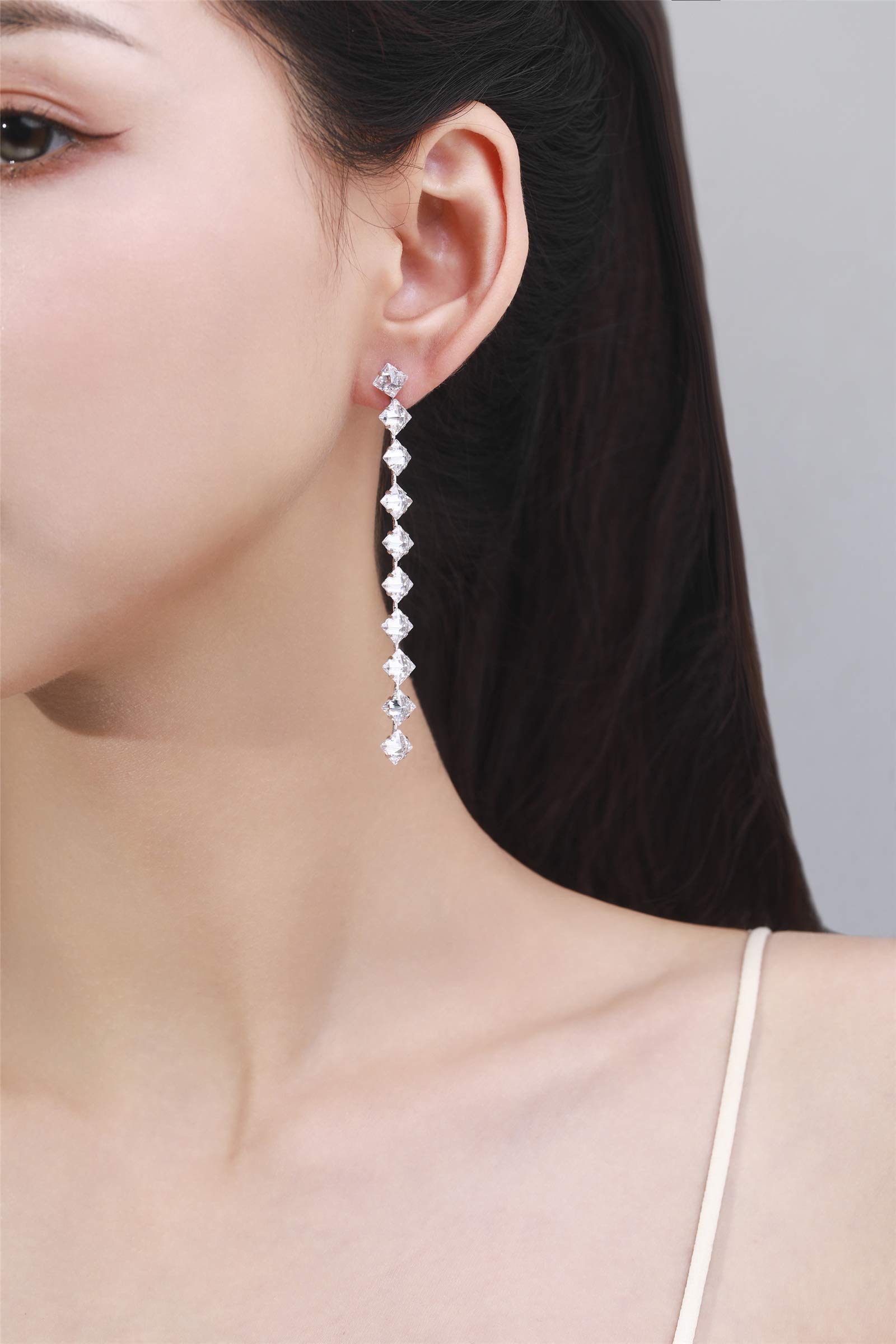 SBLING Platinum-Plated Cubic Zirconia Drop Earrings- Gifts for Women