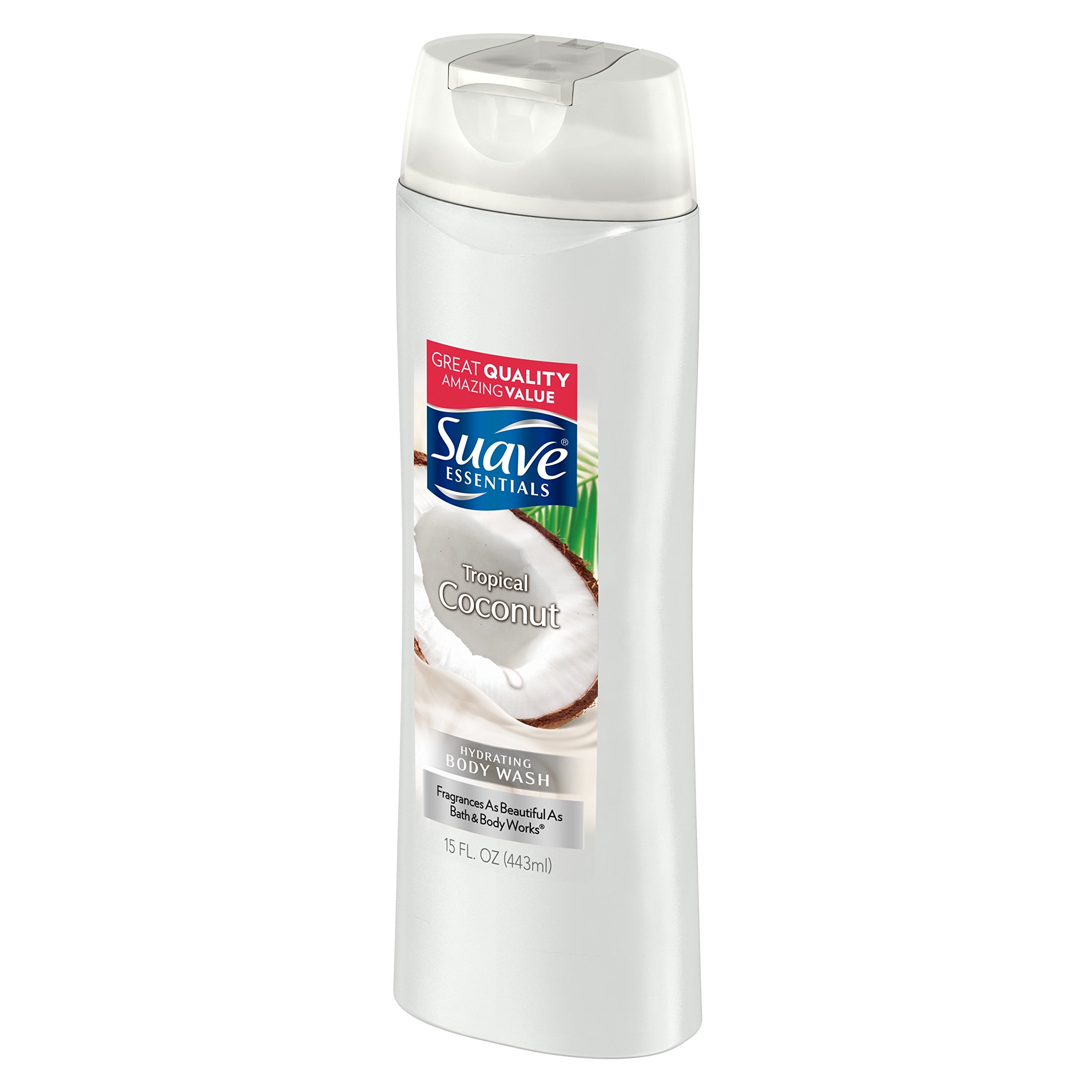 Suave Essentials Body Wash, Creamy Tropical Coconut, 15 Fl Oz (Pack of 1)