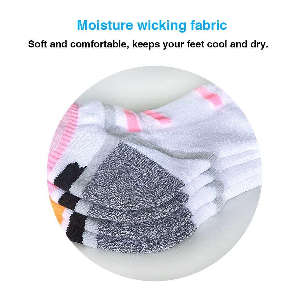 BERING Women's Performance Athletic Ankle Running Socks, Size 7-9, White, 6 Pairs