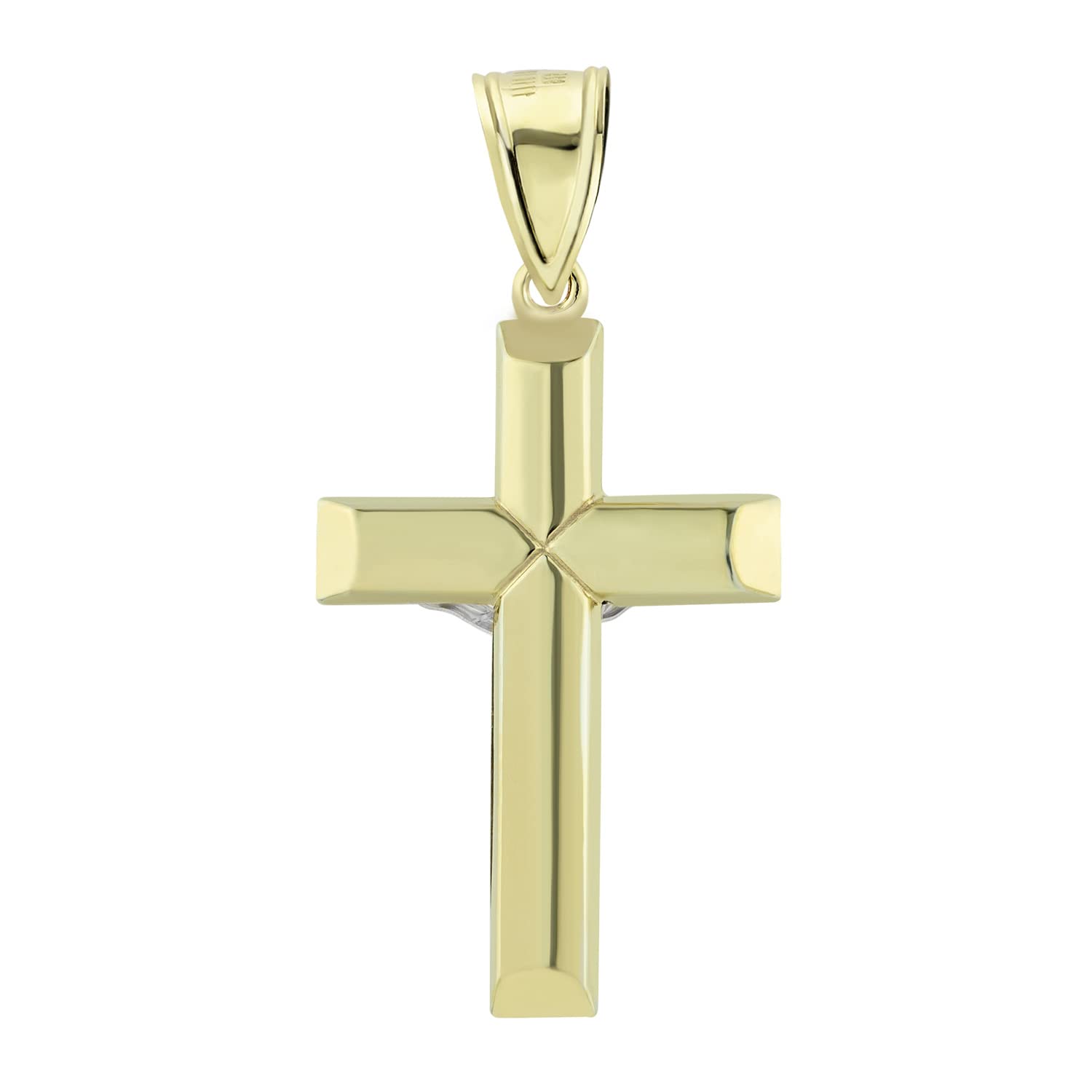 BAYAM 2.5" Jesus Christ Crucifix Reversible Cross Pendant Real 10K Yellow White Gold
