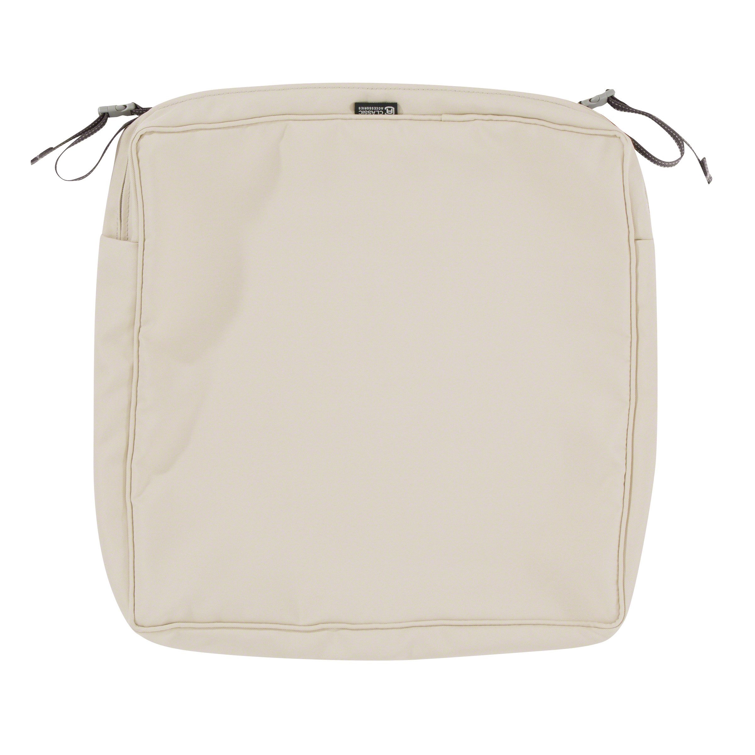Classic Accessories Montlake FadeSafe Water-Resistant 25 x 27 x 5 Inch Rectangle Outdoor Seat Cushion Slip Cover, Patio Furniture Chair Cushion Cover, Antique Beige, Patio Furniture Cushion Covers