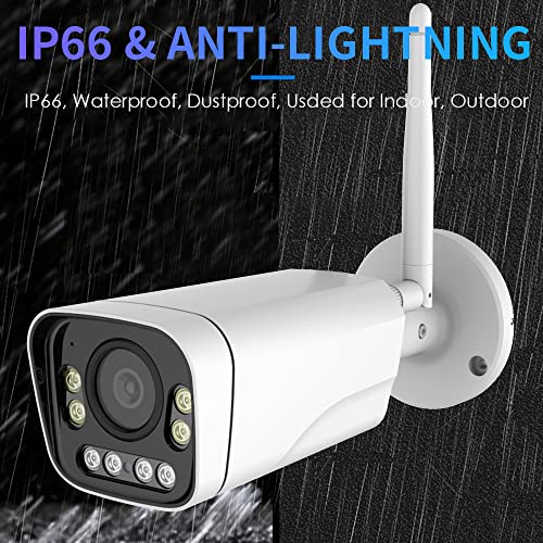 EXVIST 4K(8MP) Varifocal Wireless Bullet Outdoor Security Camera, Dual Light, 2.7mm~13.5mm Motorized Lens, IP66, Human Detection, RTMP to YouTube/Facebook etc.