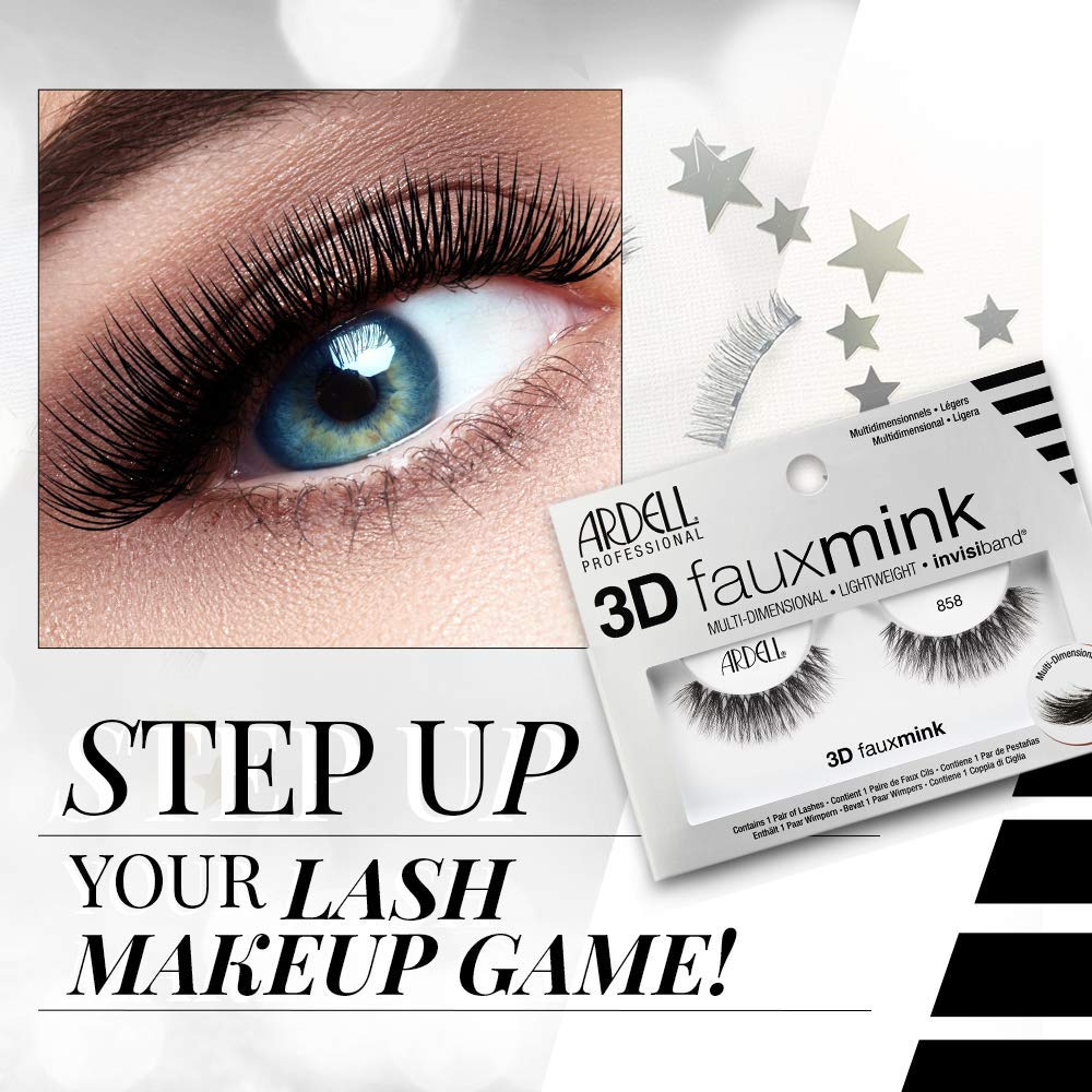 Ardell False Eyelashes 3D Faux Mink 858, 4 pairs