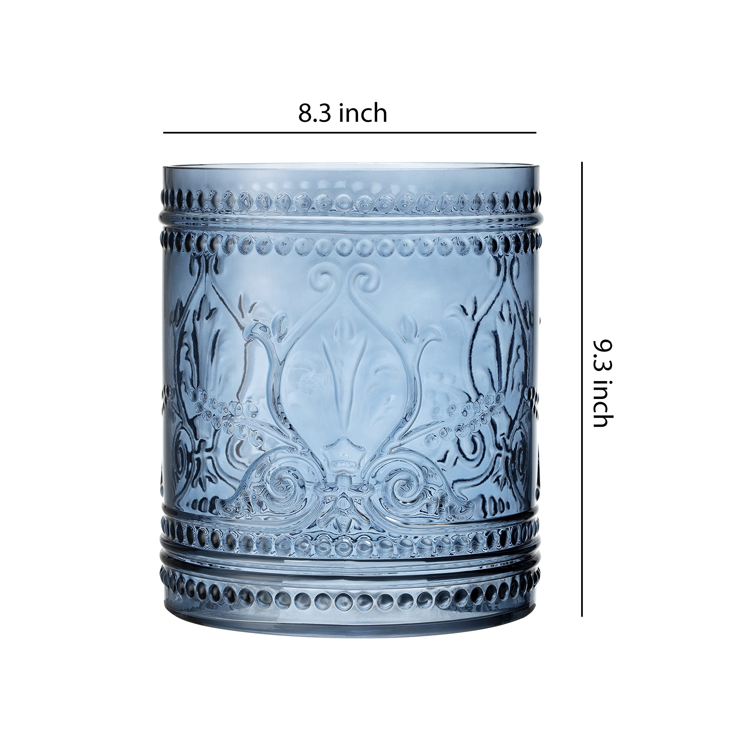 KMwares Decorative Wastebasket/Trash Can/Garbage Can for Home Accent, Kitchen, Bathroom Accessories, Office Decoration - Real Glass Solid Dark Blue