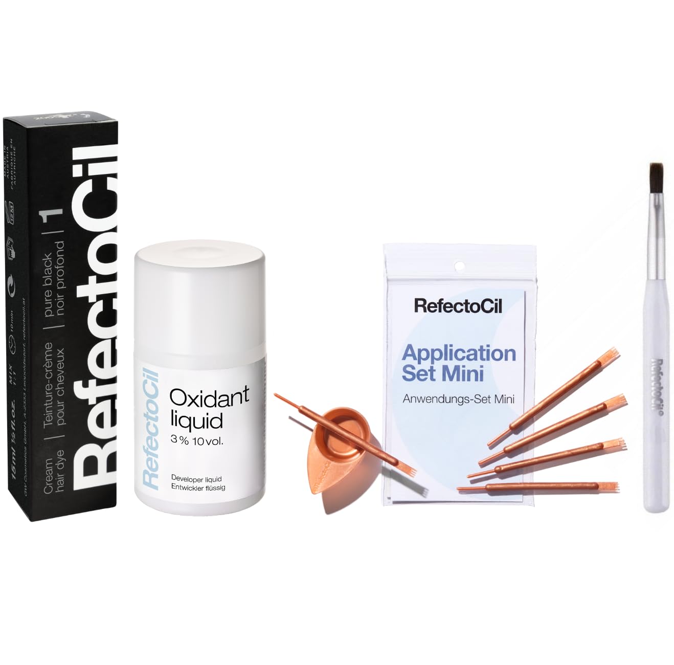 RefectoCil Chestnut (#4) Hair Tinting Kit Includes Cream Hair Dye + Liquid Oxidant 3% + Mixing Brush & Mixing Dish