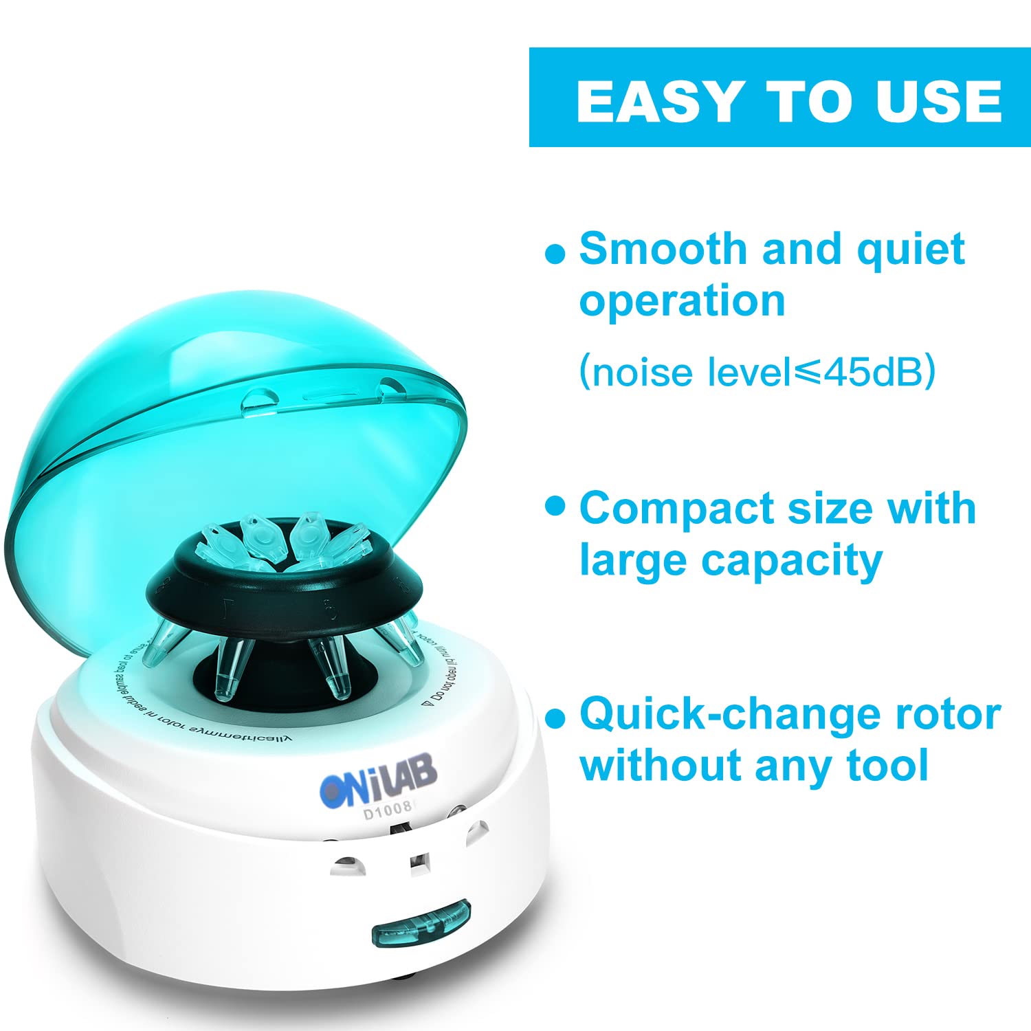 ONiLAB's Scientific Mini Centrifuge 5000RPM, 1360 x g RCF, Lab Benchtop Centrifuge with 2 Rotors for 8 x 0.2/0.5/1.5/2.0ml and 0.2mL×32 PCR Strips, Low Noise≤45dB, 100-240V,Green lid