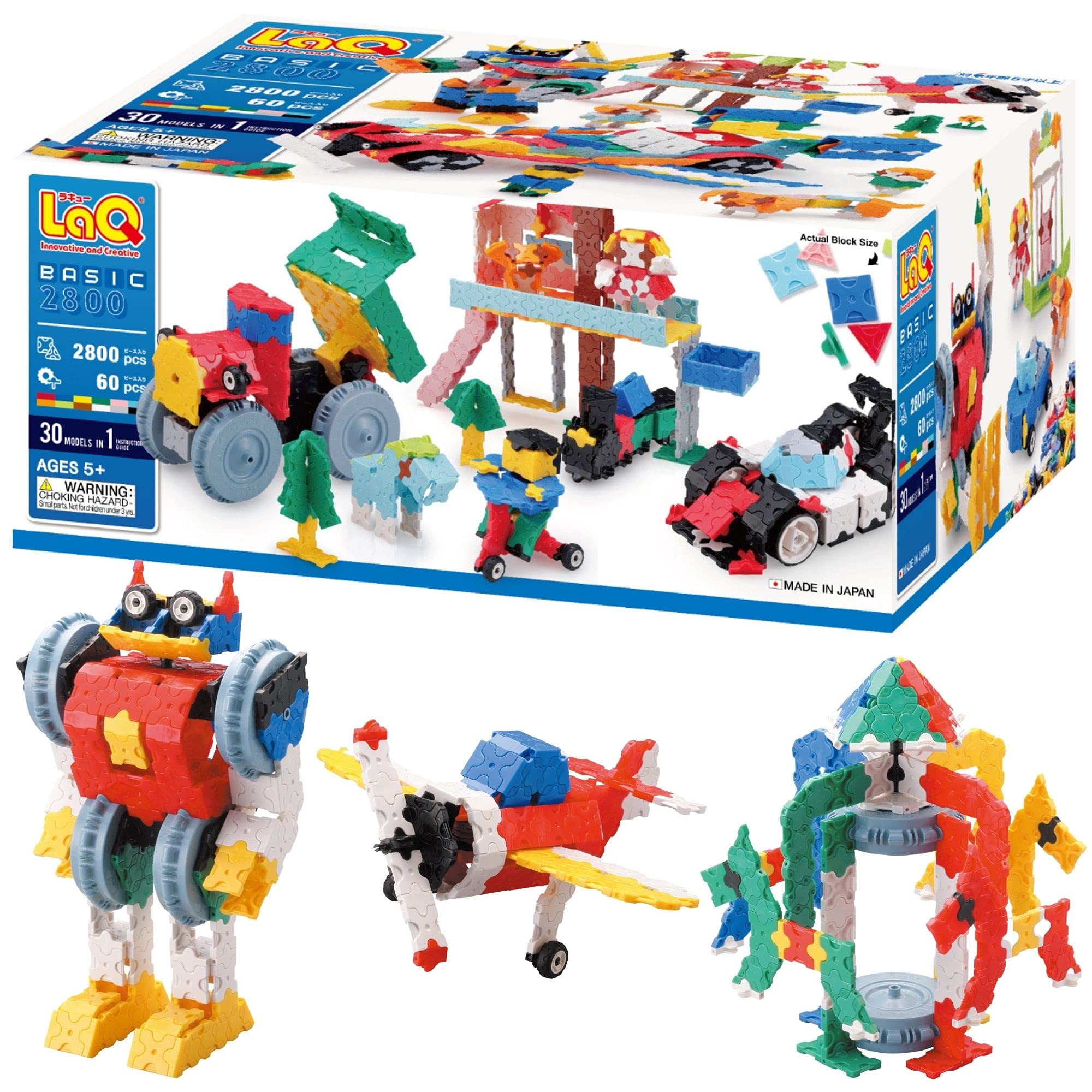 LaQ Basic 2800 | 2860 Pieces | 30 Models | Age 5+ | Creative, Educational Construction Toy Block | Made in Japan