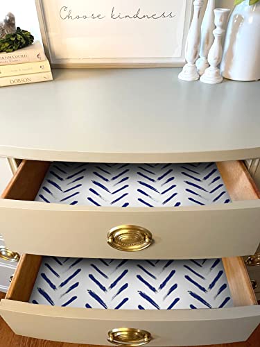FuLWth Blue/White Stripes Peel and Stick Wallpaper Modern Geometric Contact Paper 17.7in x 78in Removable Stripe Decorative Wall Paper Self Adhesive Wallpaper for Cabinets Home Decoration