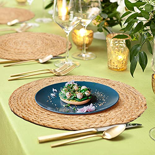 Farmhouse Jute Braided Placemat Set of 4 - Round Hand Beaded Charger Placemat -Hand Made by Skilled artisans - A Beautiful complement to Your Dinner Table décor - Natural - 13 Inch Round