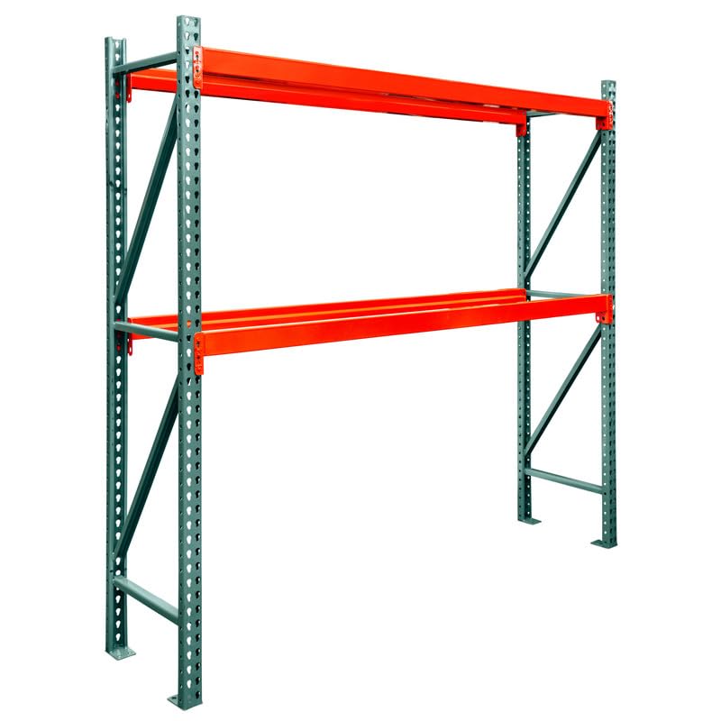 Shelving Inc. 48" d x 144" w x 120" h - 2-Tier Teardrop Pallet Rack Starter Unit - 6" h Beams, Weight Capacity 7160lbs Per Beam Level