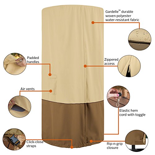 Classic Accessories Veranda Water-Resistant 32 Inch Round Stand-Up Patio Heater Table Cover, Outdoor Table Cover