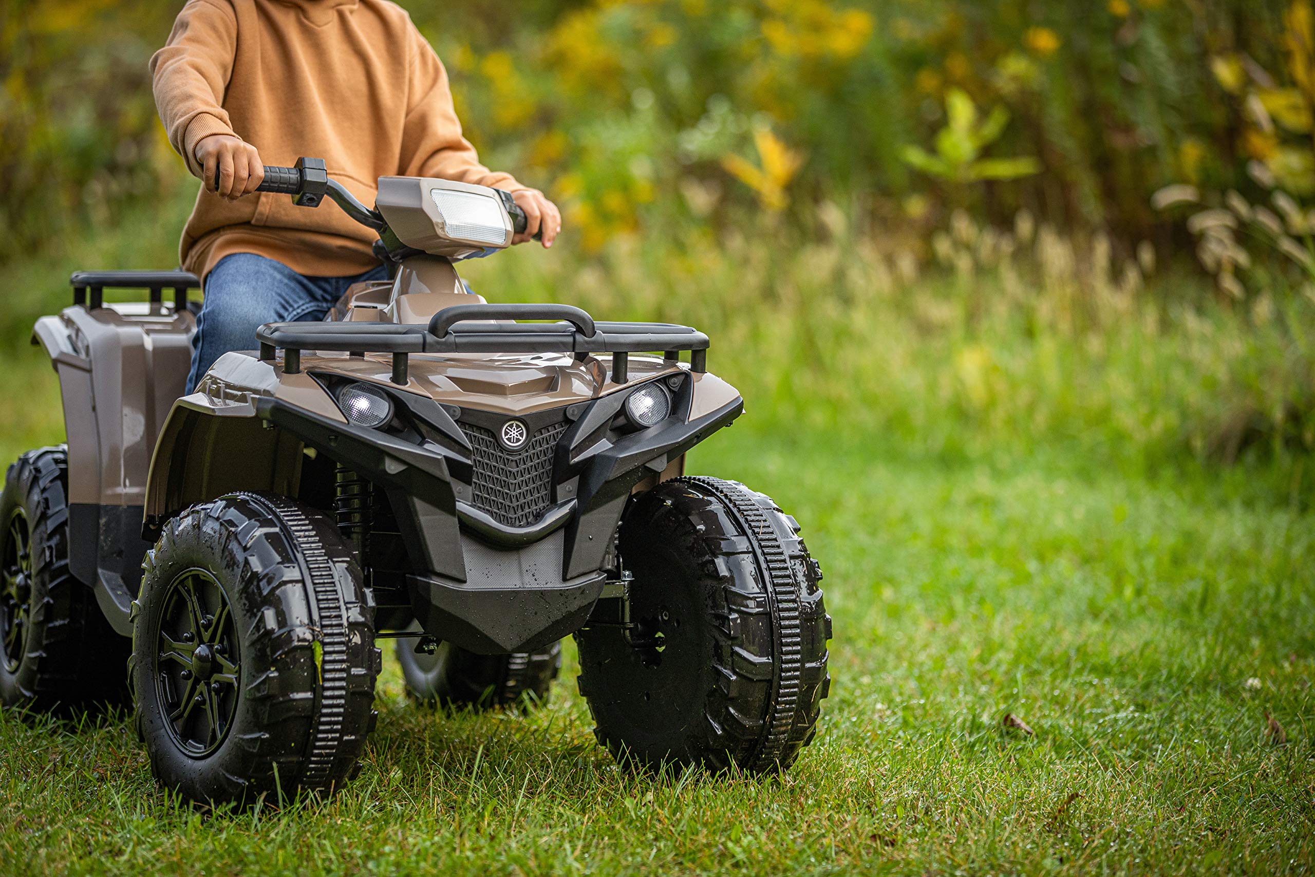Kid Trax Yamaha ATV Toddler/Kids Electric Ride On Toy, 12 Volt, 3-7 yrs Old, Max Weight 88 lbs, Single or Double Riders, MP3 Player Input, Kodiak Tan