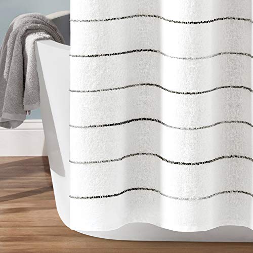 Lush Decor Ombre Stripe Yarn Dyed Cotton Shower Curtain, 72" x 72", Gray