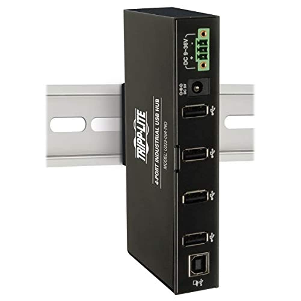 Tripp Lite 4-Port Rugged Industrial USB 2.0 Hi-Speed Hub w 15KV ESD Immunity and metal case, Mountable(U223-004-IND)
