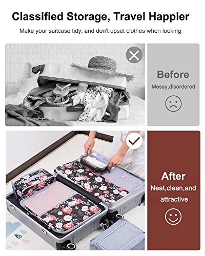 Compression Packing Cubes, 6pcs Packing Cubes for Travel Organizer Bags for Luggage Packing Cubes for Suitcases Travel Cubes for Packing with Shoe Bag and Toiletry Bag