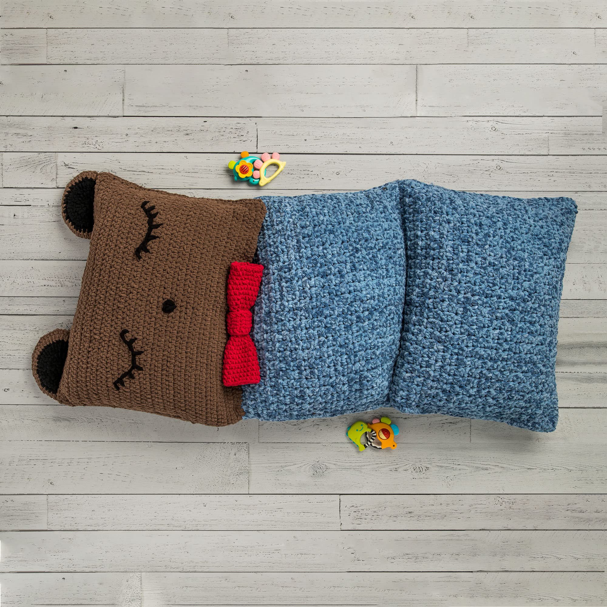 Bernat Baby Blanket Yarn - Big Ball (10.5 oz) - 2 Pack with Pattern Cards in Color (Baby Denim)