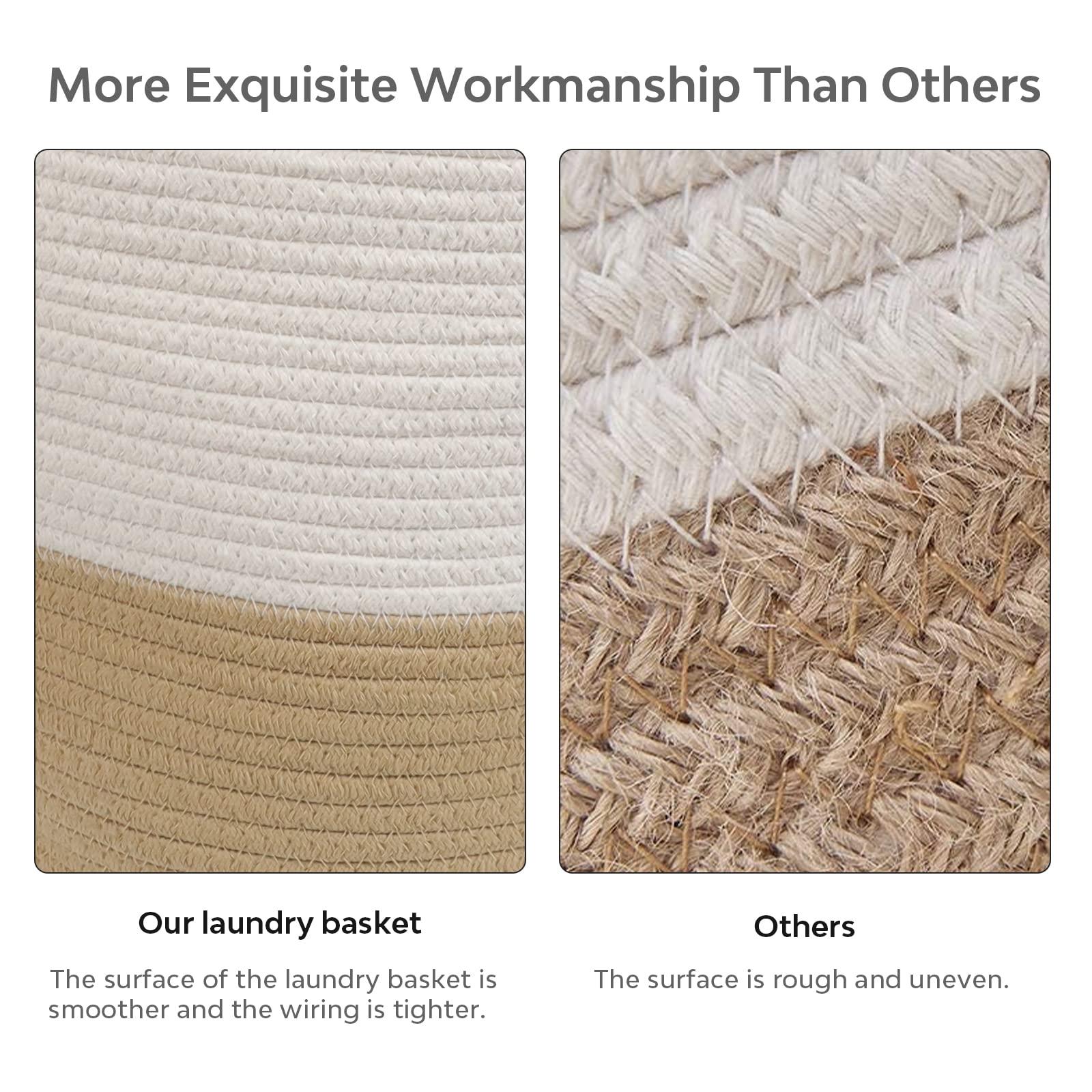Cotton Rope Baskets for Storage, Large Woven Laundry Basket for Living Room, Decorative Nursery Hamper for Organizing Baby Toys,Clothes,Blanket,etc.