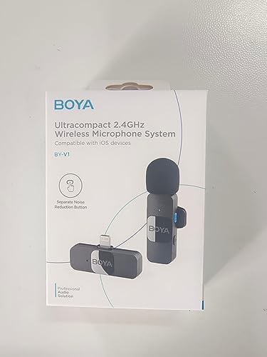 BOYA Wireless Lavalier Lapel Microphone for iPhone iPad - Mini Omnidirectional Condenser Video Recording Mic for Interview Podcast Vlog YouTube Live Stream