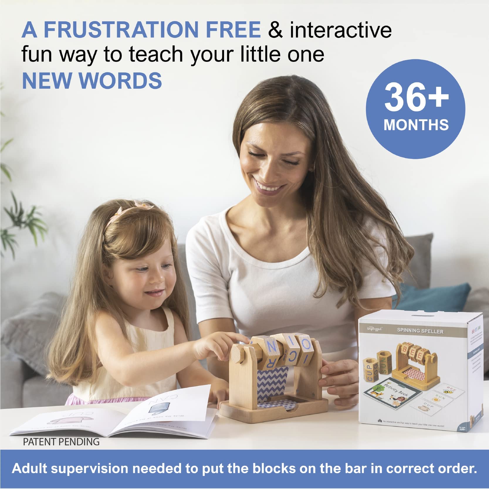 Real Wood Spin and Read Montessori Phonetic Reading Blocks Combines Spelling Blocks with Phonics flashcards for a Frustration Free Spelling for Kids and Beginner CVC Reading
