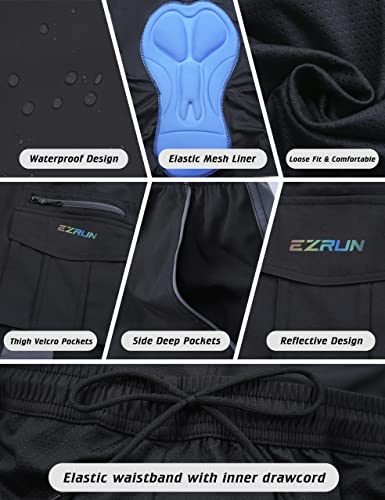 EZRUN Men's 3D Padded Mountain Bike Shorts Lightweight MTB Cycling Shorts (A-Black,L)