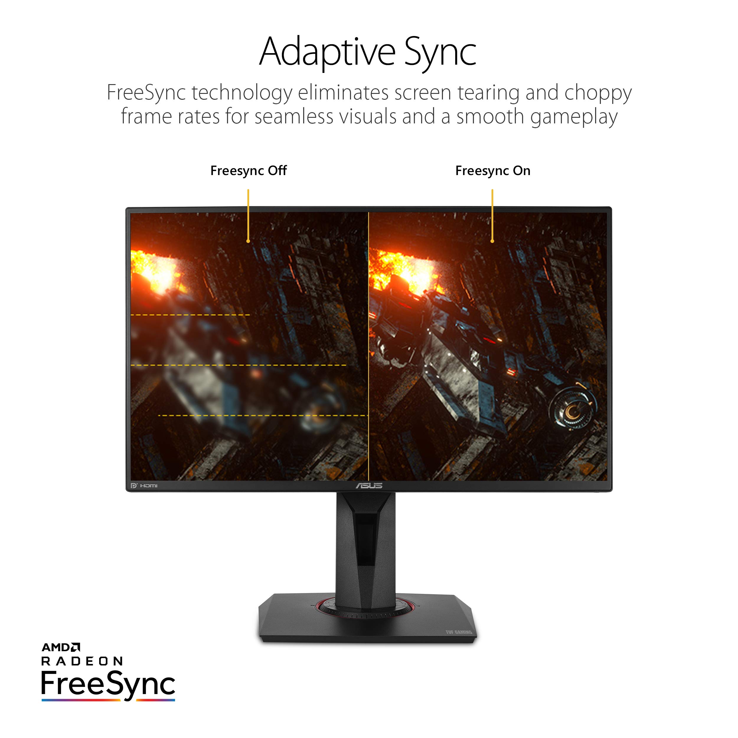 ASUS TUF Gaming 25" 1080P Monitor (VG259Q) - Full HD, IPS, 144Hz, 1ms, Extreme Low Motion Blur, Speaker, Adaptive-Sync, G-SYNC Compatible, VESA Mountable, DisplayPort, HDMI, Height Tilt Adjustable