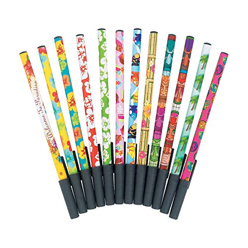 Fun Express Tropical Themed Pen Assortment - 72 Pieces - Classroom Giveaways and Stationary Supplies