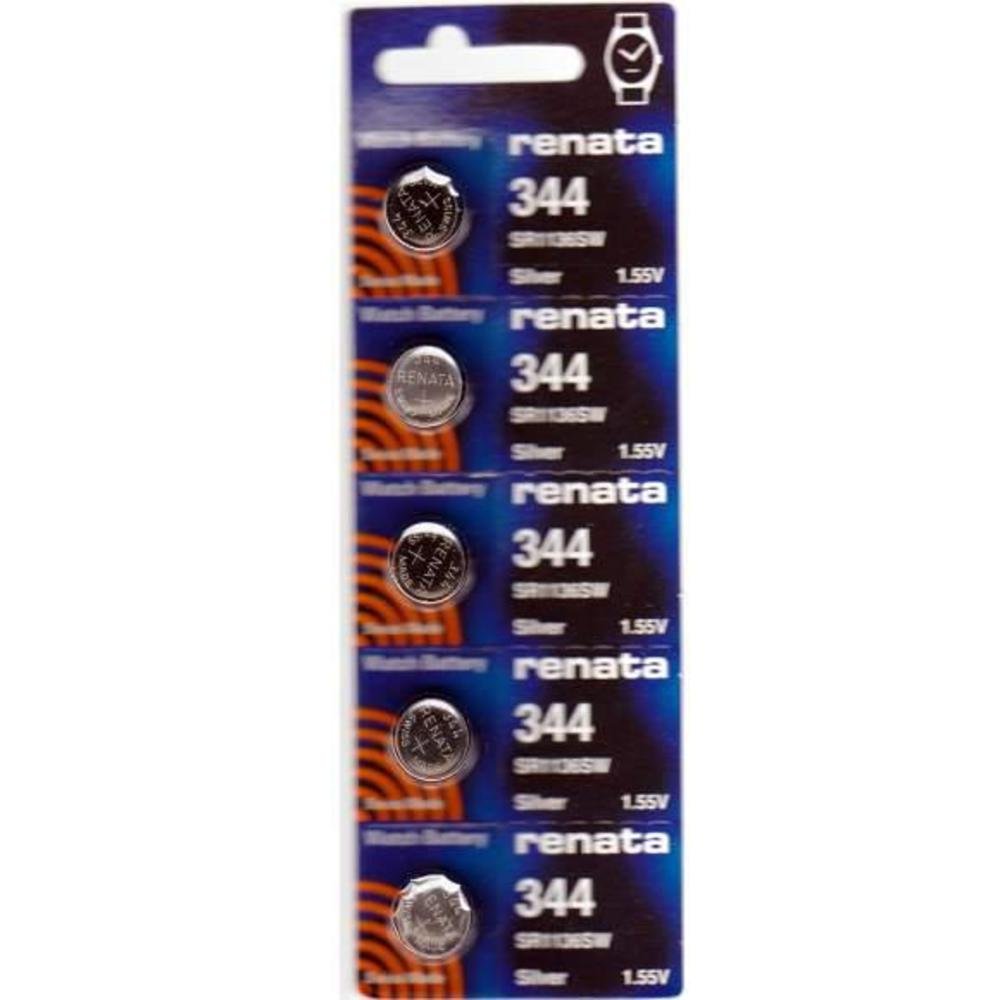Renata 344 Button Cell watch battery, 5 Pack
