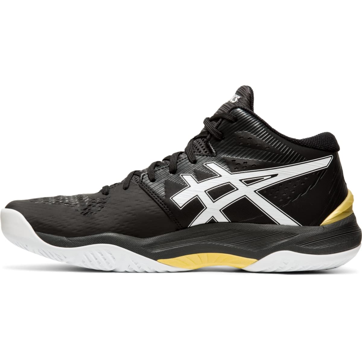 ASICS Men's Sky Elite FlyteFoam Mid Top Court Shoes, 7.5, BLACK/WHITE