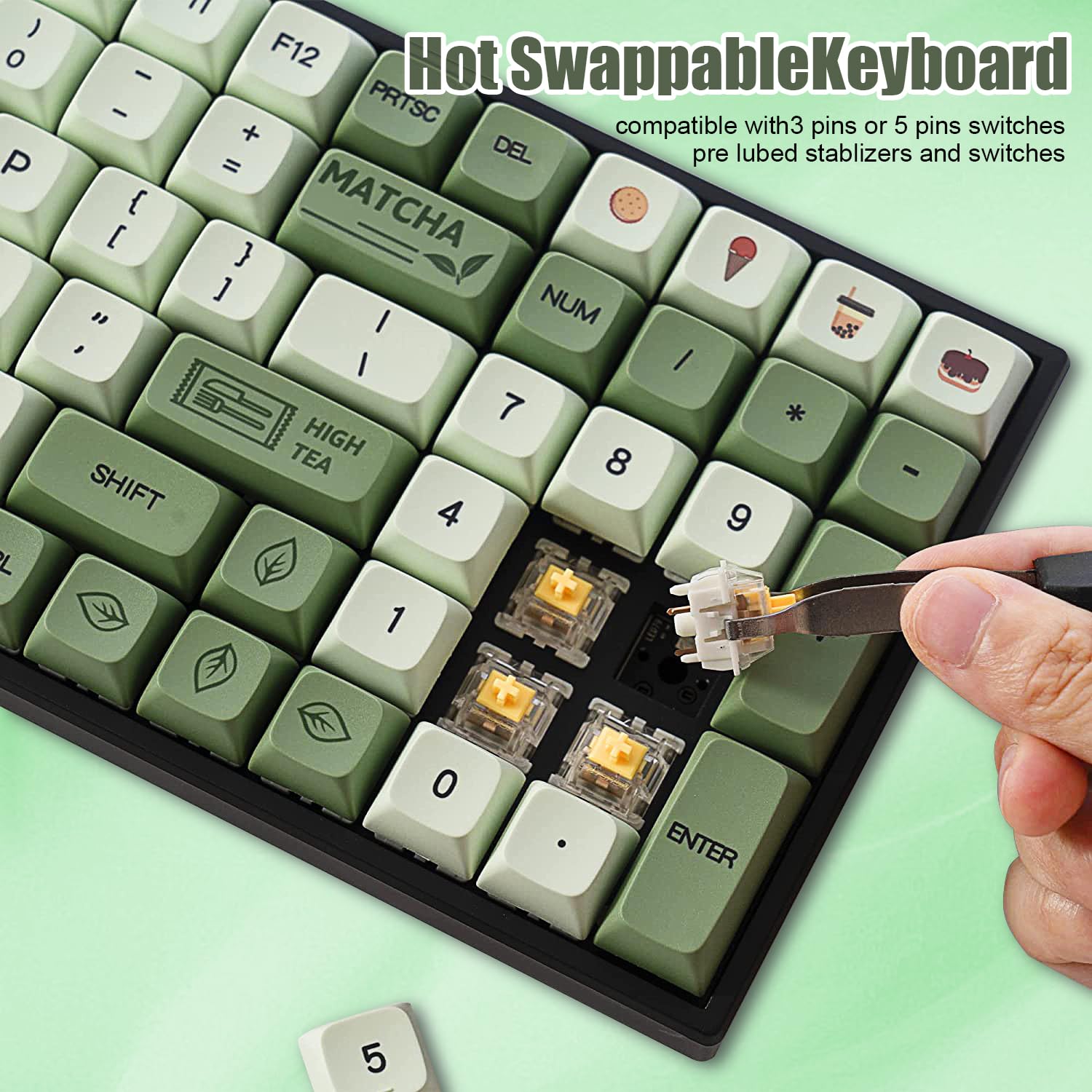 BOYI TK96 96% RGB Hot Swappable Triple Mode Keyboard,2.4Ghz/BT 5.0/Wired Keyboard N-Key Rollover Compact Gateron Yellow Switch Mechanical Gaming Keyboard(Zoological&Botanical Gardens XDA Keycaps)